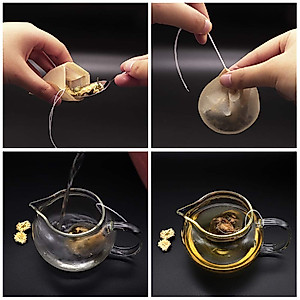 100Pcs Disposable Tea Filter Bags 2.65 x 2.95 Inches Natural Tea Infuser Unbleached Material Drawstring Round Tea Bag Empty Tes Bags for Loose Leaf Tea