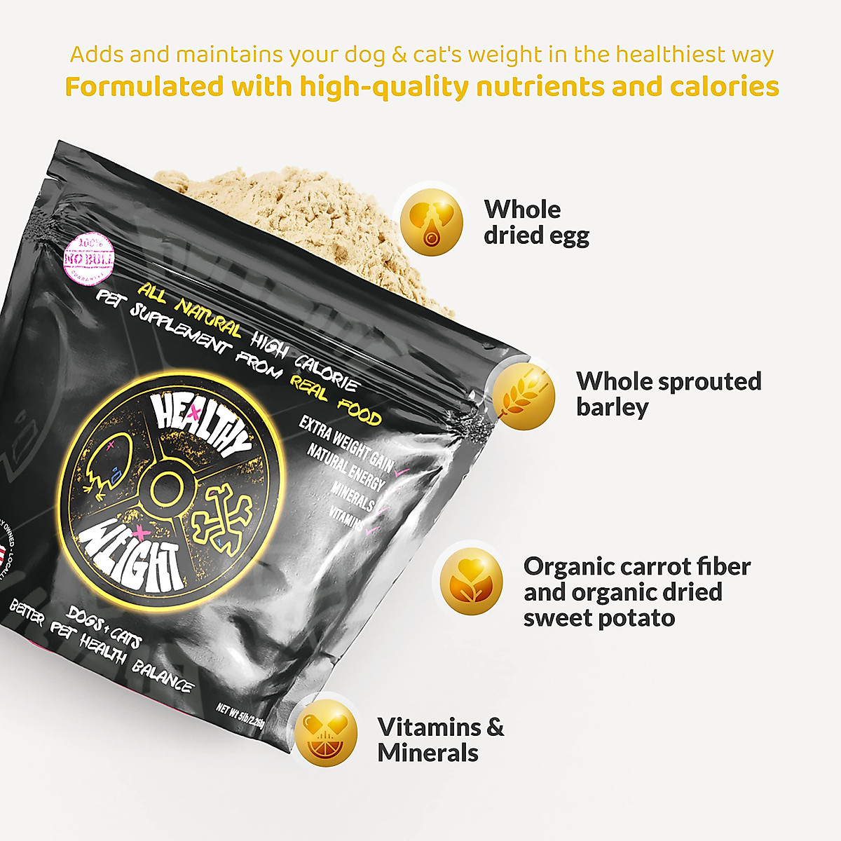 ROGUE PET SCIENCE Healthy Weight - Natural Weight Gainer for Dogs - High Calorie Tasty Dog Food & Cat Food Topper - Supports Weight Gain, Gut Health & Digestion - Helps Provide Natural Energy (2 lbs)