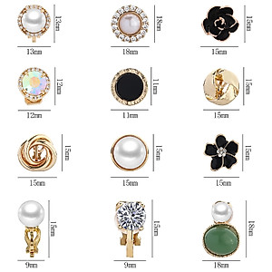 NEWITIN 12 Pairs Clip On Earrings for Women Cute Earrings Crystal Earrings Pearl Earrings Charming Fashion Earrings Non Piercing Clip on Earrings for Women