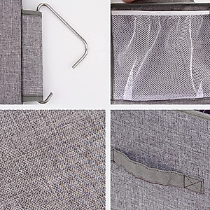 FOKICOS Hanging Closet Organizer 5 Shelf Storage Shelves with 3 Divisible Drawer Washable No Cardboard for Clothes Grey