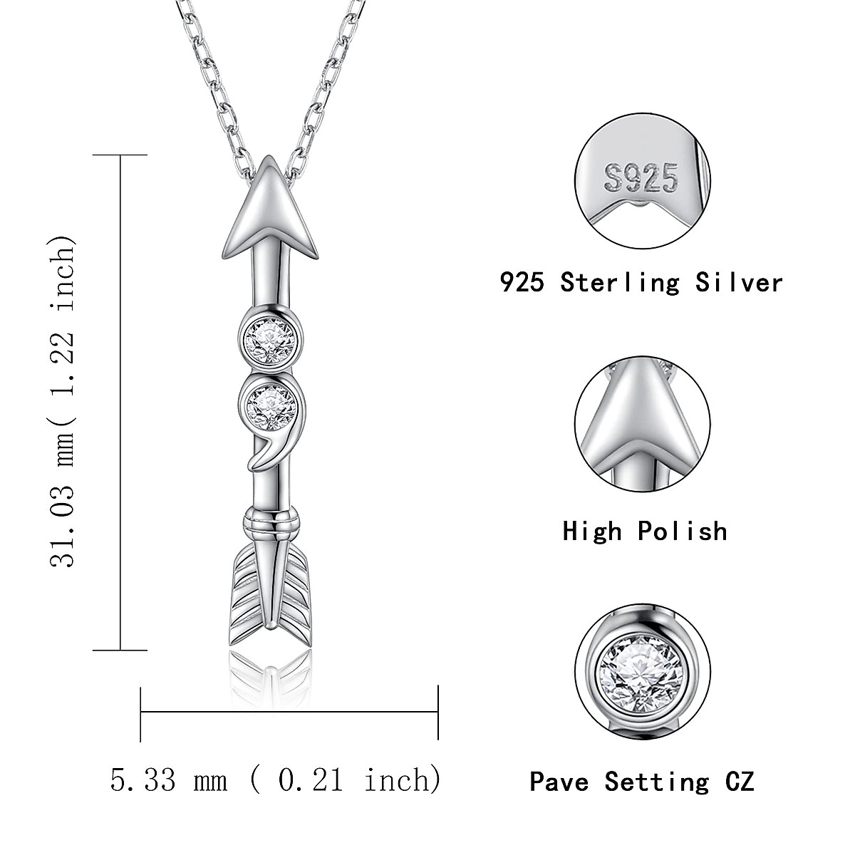 I am enough Semicolon Necklace 925 Sterling Silver Inspirational Arrow Pendant Mental Health Jewelry for Women