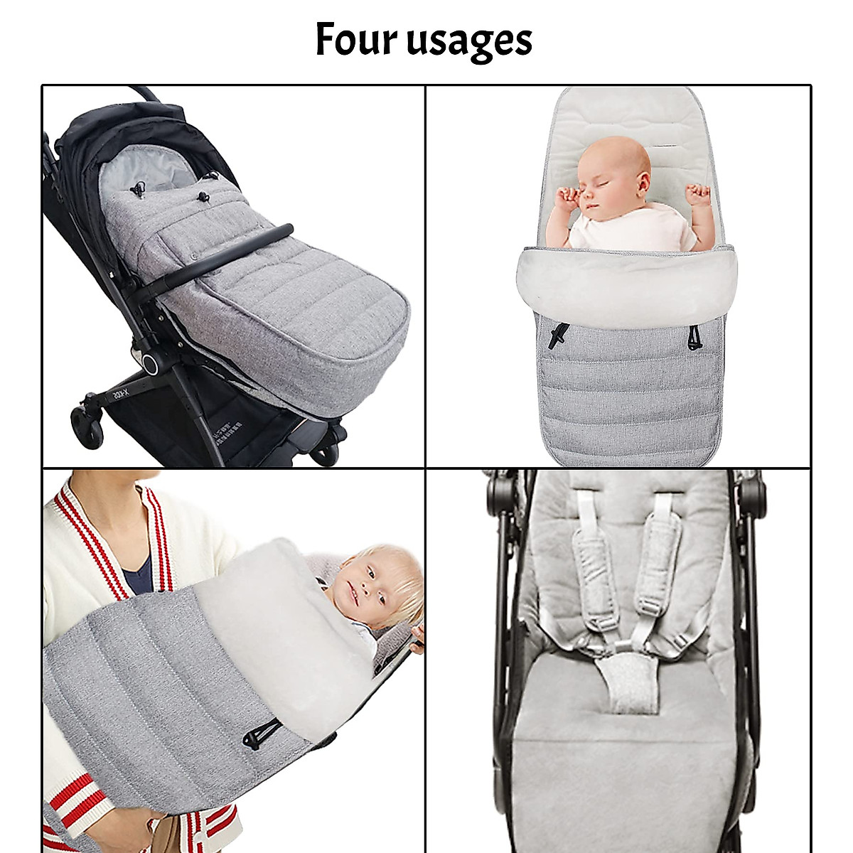 Beisto Baby Stroller Sleeping Bag Warm Foot Cover Bunting Bag to Protect Baby from Cold and Winter Weather in Car Seats and Strollers,Black,One Size