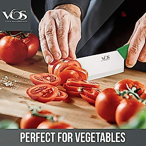 Vos vegetable Ceramic Knife 6.5 Inch Cleaver - Ergonomic Kitchen Knife with Ultra-Sharp Ceramic Blade and Green Handle - Lightweight Easy To Clean Chef Butcher Knife With Gift Box