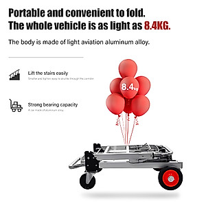 Folding Hand Truck, 3 in1 Aluminum Hand Truck with 3-Position Folding Pulley Handles, Load Capacity 220 lbs