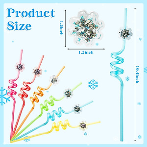 BkeeCten 24PCS Christmas Party Favors Xams Drinking Straws Snowflakes Plastic Reusable Straw with 2 PCS Cleaning Brushes Xmas Gifts for Kids Winter Holiday Birthday Classroom Party Decoration Supplies