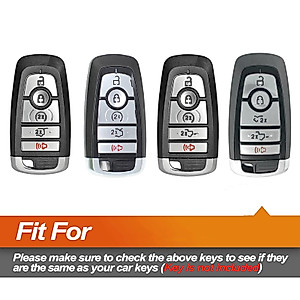 EYANBIS Silicone Key Fob Cover Fit for Ford Fusion F150 F250 F350 F450 F550 Edge Explorer Escape Explorer Mustang Bronco 5 Button Key Fob | Car Accessories | Remote Key Protection Case - Black & Black