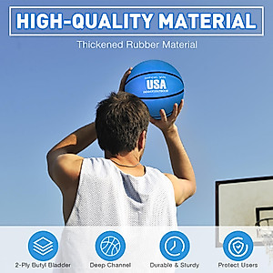 Libima 4 Pcs Rubber Basketball with Pump Official Indoor Outdoor Basketball Sport Gift for Game Practice Training Kids Teens Adults Streetbballs(Size 6,Yellow, Green, Blue, Orange)