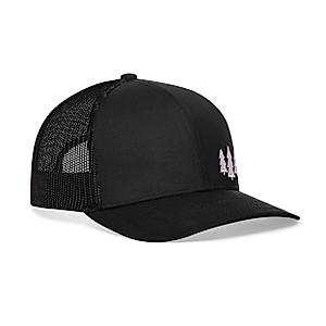HAKA Pine Trees Embroidered Trucker Hat, Outdoor Hat for Men & Women, Adjustable Baseball Cap, Mesh Snapback, Golf Hat Black