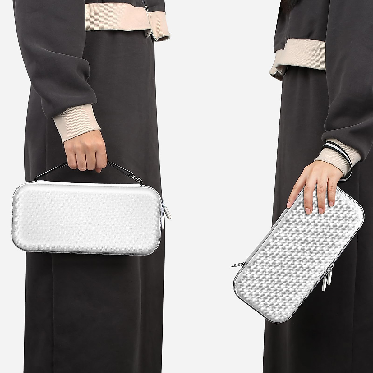 Mooroer Switch Carrying Case Compatible with Nintendo Switch/Switch OLED Console, White Protective Hard Portable Switch Travel Case Shell Pouch with 10 Games Cartridges for Accessories and Games