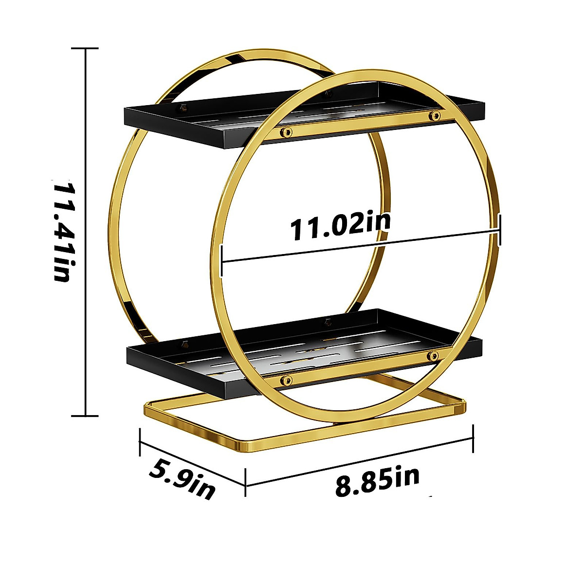 YFUIF 2 Tier Perfume Organizer, Bathroom Organizer Countertop, Dresser Makeup Vanity Skincare Storage Tray Shelf Rack Senior Room Decor Aesthetic Display Accessories (Black Gold)