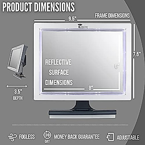 ToiletTree Products Deluxe LED Fogless Shower Mirror with Squeegee Anti-Fog Mirror - Adjustable Shaving Mirror with a Squeegee - Rust-Proof, Impact-Resistance Bathroom Shower Mirror