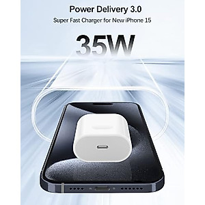 iPhone 15 Pro/15 Pro Max Charger, 35W USB C Charger Block with 10ft USB-C to C Fast Charing Cable for iPhone 15/15 Pro/15 Pro Max/15 Plus, iPad Pro 12.9/11, iPad Air 5/4, iPad 10