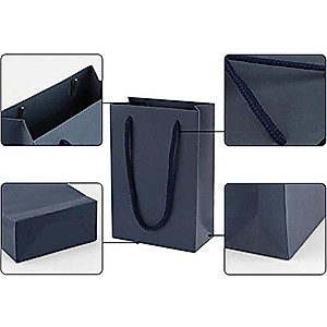 Sdootjewelry Navy Blue Gift Bags, Kraft Paper Gift Bags with Handles, 25 Pack Heavy Duty Matte Tote Paper Bags, 5.1" x 2.4" x 7.5" Small Shopping Bags, Retail Bags, Party Bags for Gift Favor Small Business