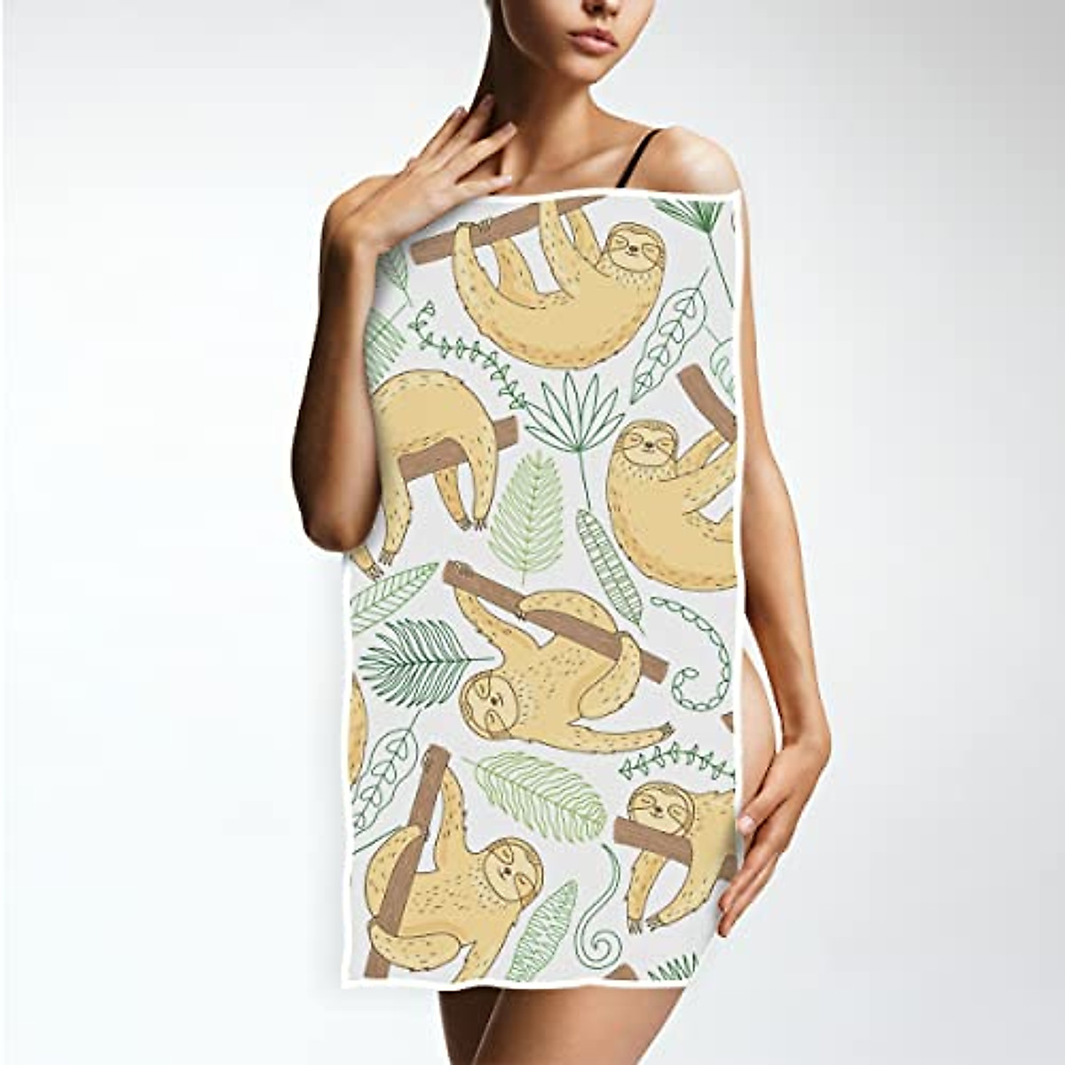 HUSSRITY Sloths with Jungle Leaves Towels Super Soft Hand Towel Highly Absorbent Washcloths Quick Dry Bath Towel 30x15 Inch Durable Lightweight