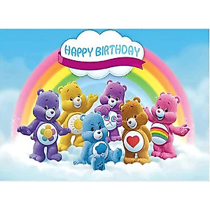 cartoon bear birthday party decoration Theme Party Backdrop Cartoon Party Background Children Birthday Party Photo Background Photography Banner Birthday Party Decoration 5X3FT