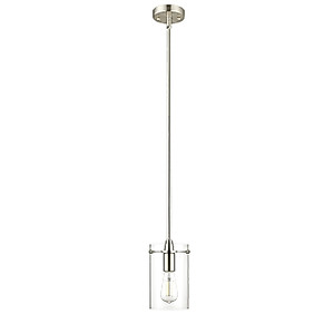 Brushed Nickel Pendant Lights Kitchen Island - Medium Clear Glass Pendant Light Fixture