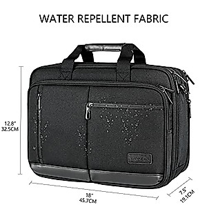VANKEAN Laptop Briefcase for Men Women, 17.3 Inch Laptop Bag Water Repellent & Expandable Messenger Bag with Strap, Premium Shoulder Bag Womens Briefcase Computer Bag for Travel/Business, Black