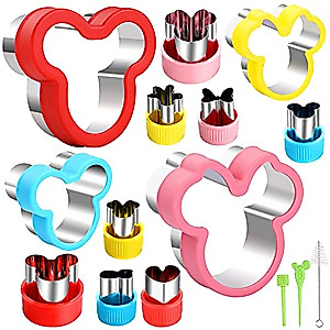 Elfkitwang Minnie Themed Cookie Cutters Set,Minnie Head Cartoons Shapes Cookie Cutter for Kids Sandwich Cakes Biscuits Vegetables Fruit Cutters Baking Mold(Assorted Sizes)