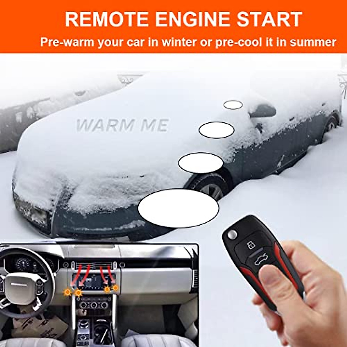 BANVIE ① Car Keyless Entry Security Alarm System + ② Remote Engine Starter + ③ Push to Start Stop Iginition Kit Button