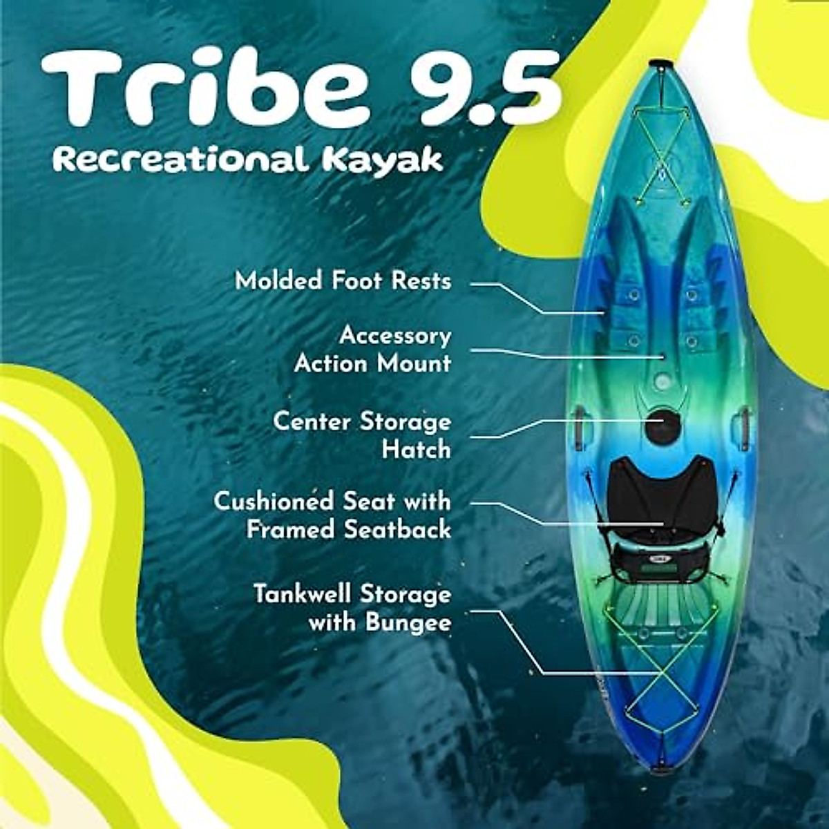 Perception Tribe 9.5 - Sit-On-Top - one person - Recreational - Kayak - 9.416666666666666666666666666666666667 ft - Deja Vu