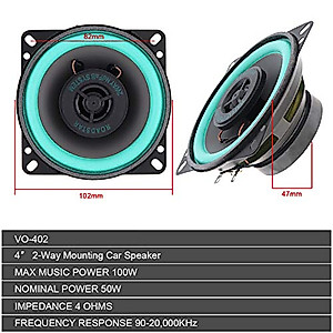 ePathChina 4 Inch 100W Universal Car HiFi Coaxial Speaker Vehicle Door Auto Audio Music Stereo Full Range Frequency Loudspeaker