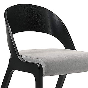 Armen Living Polly Mid-Century Modern Dining Accent Chairs Finish Fabric-Set of 2, 20" Wide, Black/Grey