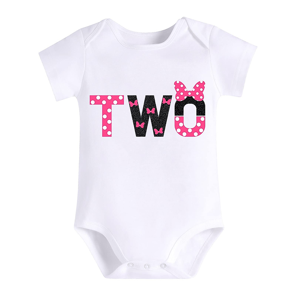 Mouse 2nd Birthday Outfits Baby Girls Short Sleeve Romper Polka Dots Mini Tutu Skirt Headband 2 Years Old Cake Smash Photo Props I’m Two 1st First Second Birthday Party Supply Clothing Set Hot Pink 2T