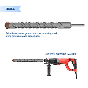 E&K 1-1/4’’ Inch SDS Plus Rotary Hammer Drill Bit for Anchoring in Concrete Masonry Stone Cement Fencing Fence Panels Installation