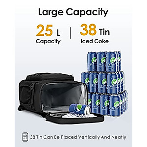 TACTICISM Backpack Cooler 38 Cans Tactical Lunch Backpack for Men Work - Molle Soft Cooler Backpack Insulated Waterproof Leak Proof - Camping Beach Kayaking Hiking Fishing Accessories - Black