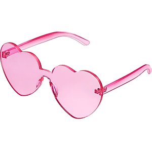Maxdot Heart Shape Sunglasses Rimless Transparent Heart Glasses Colorful Party Favors