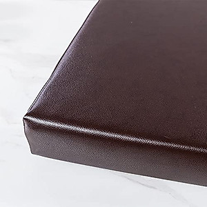 ZHOUZHOU Leather Bench Cushion,Long Thick Soft Sofa Swing Chair Cushion Pad,Non-Slip Waterproof Leather Chair Seat Mat for Outdoor/Indoor/Garden/Patio,Brown, 24*12inch