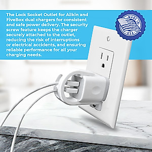 Lock Socket Charger Lock for Ailkin Dual Chargers Anti-Theft & Tug-Proof Charger Lock System A Safety Device to Prevent Unplugging Simplest Way to Lock Your Charger to Wall Plate via Security Screw