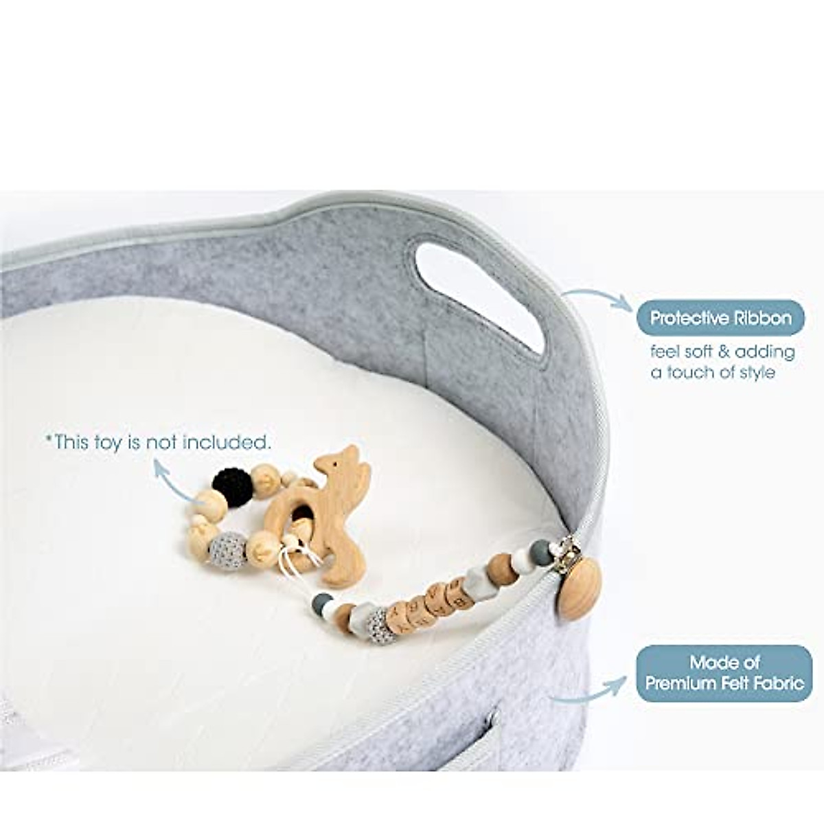 Baby Changing Basket with Contoured Foam Pad - Wipeable Waterproof Cover - Changing Pad Topper for Dresser/Table, Living Room, Portable, Moses Basket, Gray, J&JOO… (Gray)