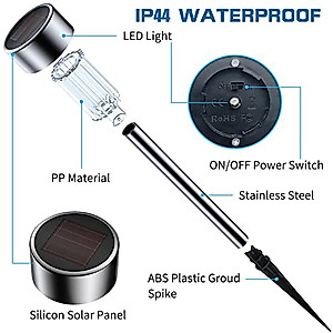 Solar Outdoor Lights 12 Pack, Solar Garden Lights Solar Powered Waterproof Landscape Path Lights Stainless Steel LED Outdoor Lights Solar for Walkway Yard Backyard Lawn Patio Driveway Decorative