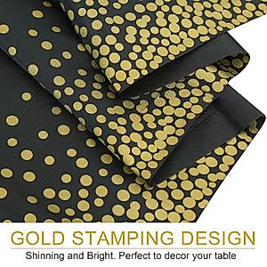 Gexolenu 4 Pack Black and Gold Disposable Plastic Tablecloth for Rectangle Tables(54" x 108"), Disposable Waterproof Party Table Cover for Birthday, Gold Table Cloths for 2023 Graduation Parties