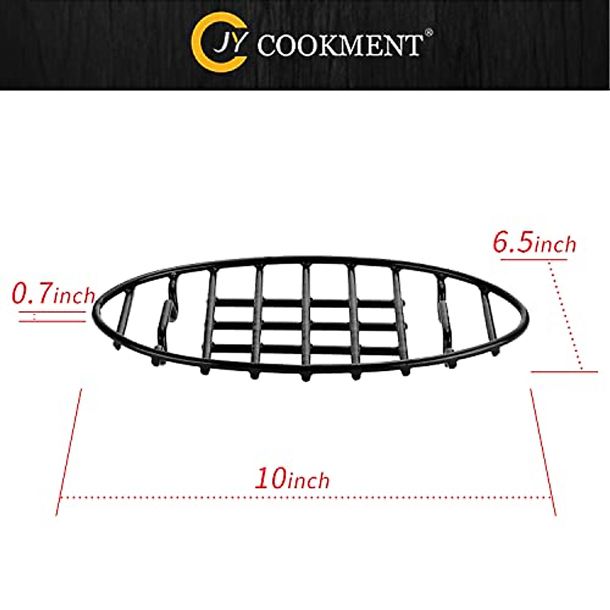 JY COOKMENT Cooling Roasting Rack with Integrated Feet, Enameled Coating, PTFE Free, Great for Cooking, Drying, Grilling, Dishwasher Safe (10inch*6.5inch)
