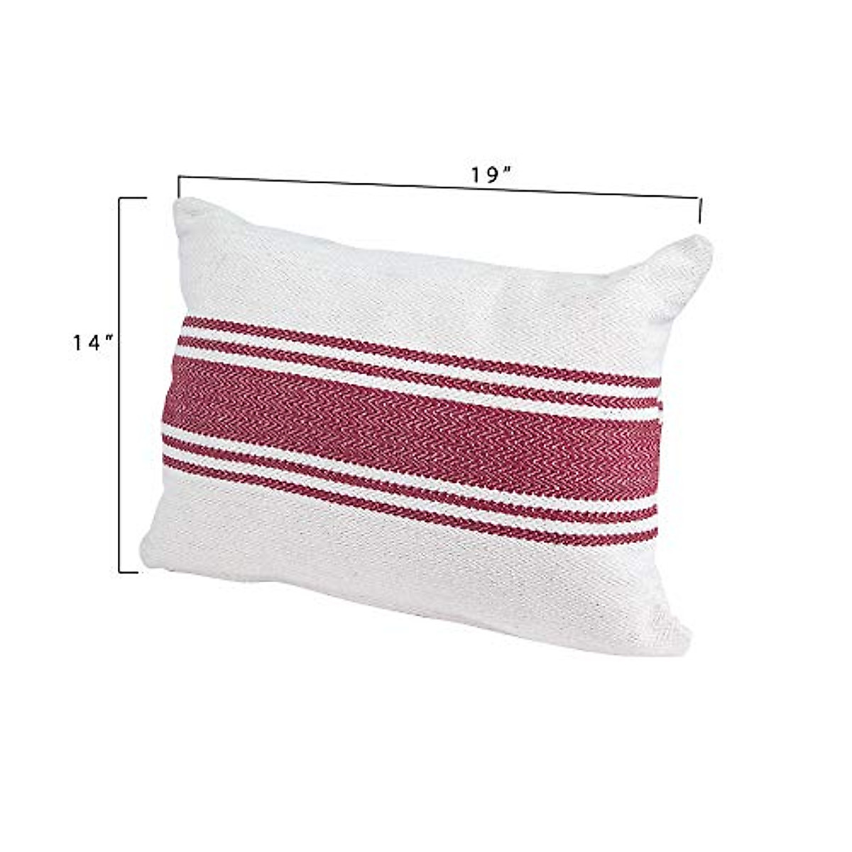 Creative Co-Op Cotton Canvas Red Stripe Pillow (Pack of 1)