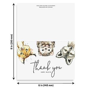 Bliss Collections Woodland Animal Thank You Cards with Envelopes, 25 Pack, 4x6 Inches, 100% Unique Designs