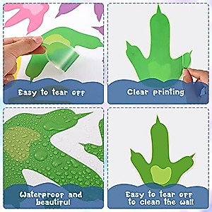 Fumete 48 Pcs Dinosaur Wall Decals Dinosaur Footprint Stickers for Floor Removable Dinosaur Decor for Bedroom Bathroom Dinosaur Feet Room Decor for Kid Nursery Birthday Party