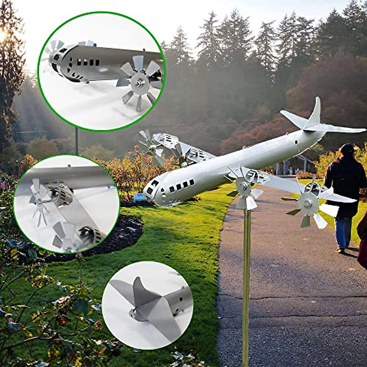 MAGIKEY B-29 Super Fortress Wind Spinner 3D Unique and Magical Metal Windmill Outdoor Wind Sculpture Kinetic Sculpture for Yard/Garden/Decor Decoration