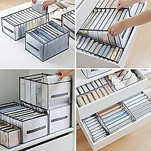 XJJX Closet Organizers and Storage, Draw Clothes Organizer, Shirt Organizer Jean Organizer for Closet, Wardrobe Closet Organizer for T-Shirts,Sweater, Legging, Stocking, Underwear, Skirts, Jeans, Pants (Extra Large 6PCS)