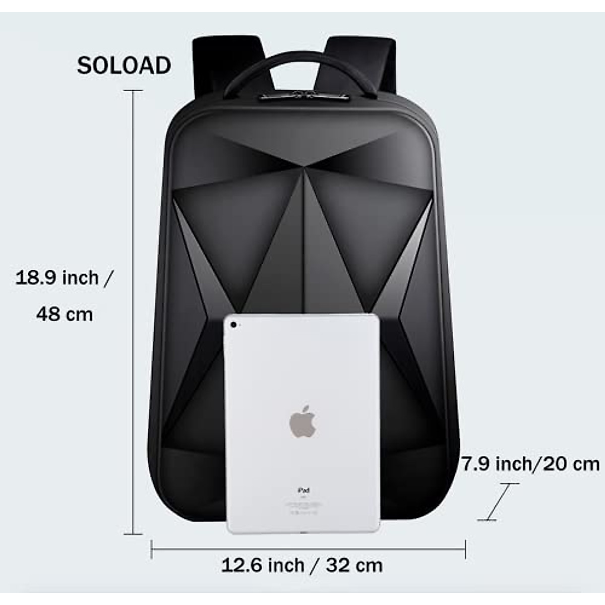 SOLOAD Hard Shell Laptop Backpack 17 Inch Business Gaming Backpack Waterproof with USB Charging Port (Hard Shell Black)