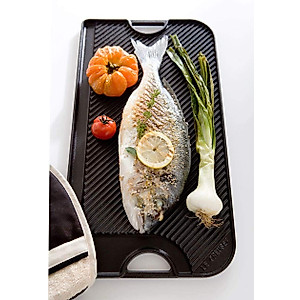 Le Creuset Enameled Cast Iron Giant Reversible Grill/Griddle, 10" x 18.5", Licorice