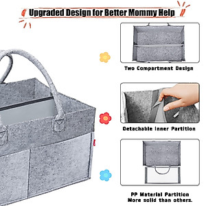 YaKuss Diaper Caddy Organizer for Baby, Changing Table Diaper Basket Caddy Storage Bin Car Organizer, Diaper Storage Caddy, Portable Diaper Caddy Basket for Boys and Girls (Small, 1.0 Grey)