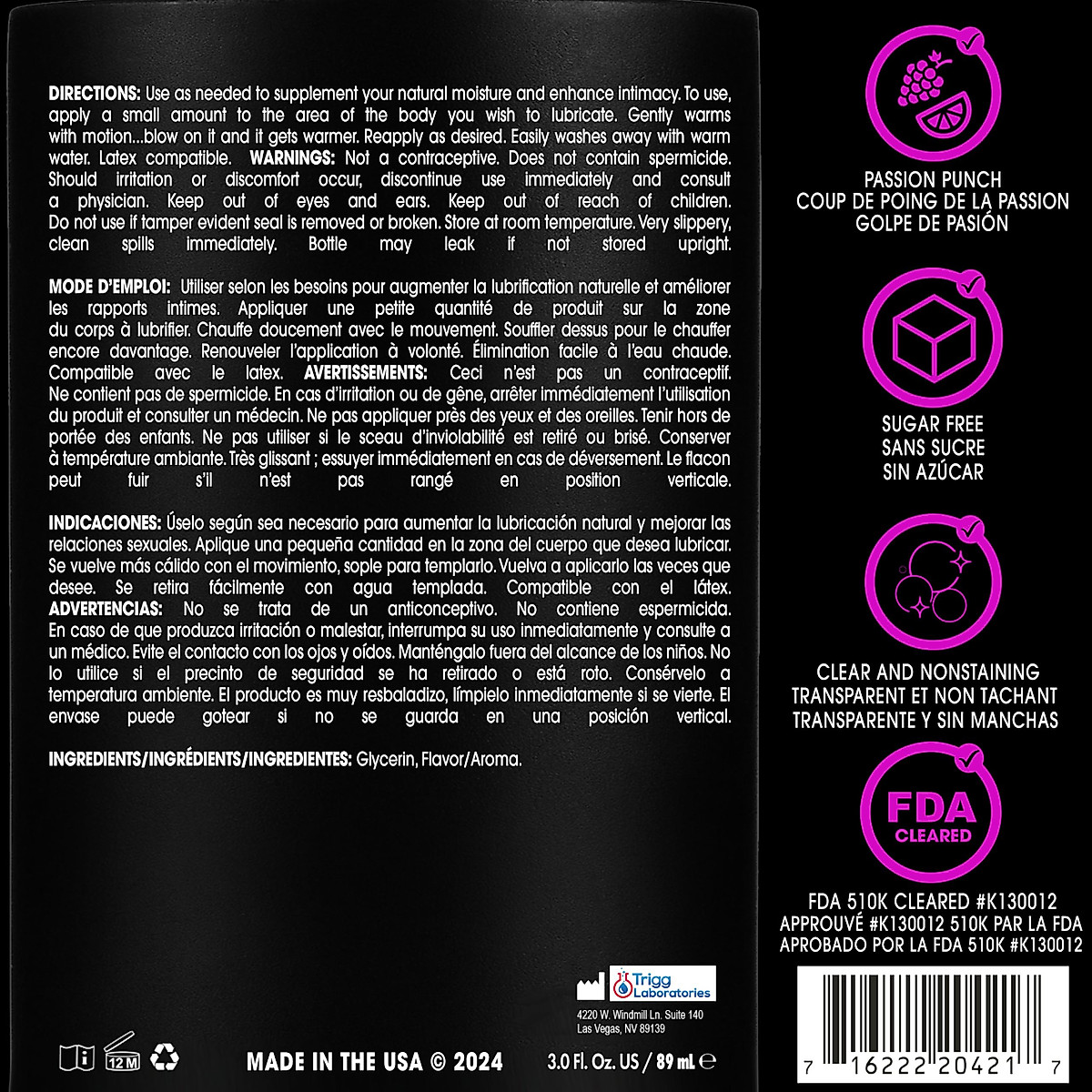 Wet Fun Flavors Passion Punch 4 in 1 Warming Flavored Tasty Lube 3 Fl Oz, Premium Personal Lubricant, Men, Women and Couples, Ideal for Foreplay & Massage, Paraben Free, Gluten, Stain, & Sugar Free