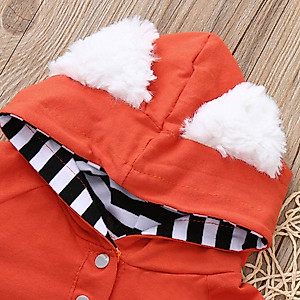 Infant Toddler Baby Boy Girl Hooded Romper Bodysuit Long Sleeve 3D Cartoon Fox Jumpsuit Outfits Set