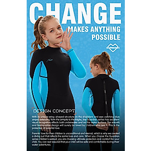 Hevto Wetsuits Kids 3/2mm Neoprene Full Wet Suit Thermal Children Boy Youth Girl Toddler for Swimming Water Sports (K01-Blue, 12)