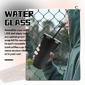 Fyess 6 Sets Tumbler with Straw and Lid,Plastic Water Bottle Travel Cup Reusable Cup (Black,24 oz)