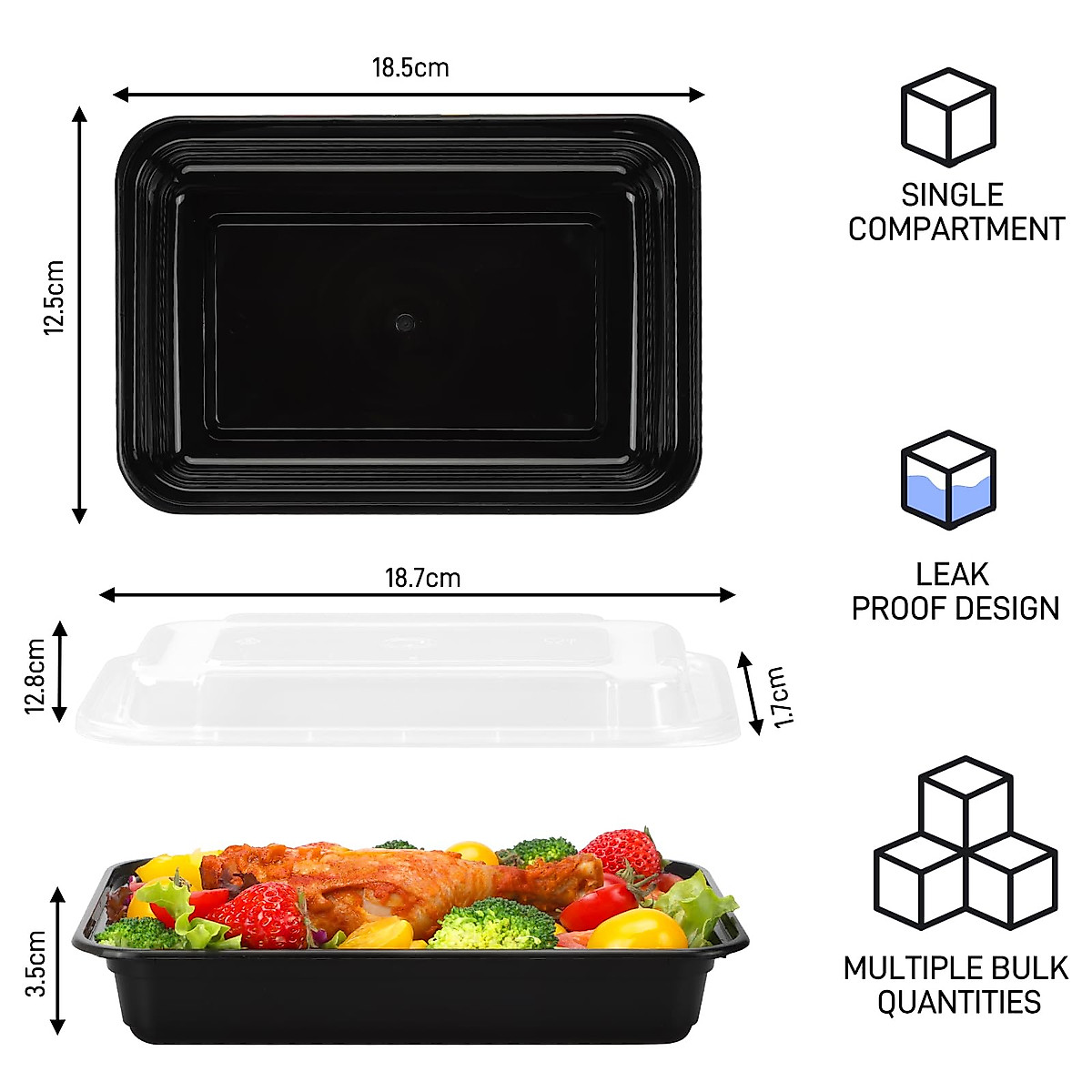 Moretoes 15 Pack 16oz Meal Prep Containers Reusable Plastic Food Storage Containers with Lids, Food Take-Out Box for Lunch Reusable Bento Box, Microwave Freezer Dishwasher Safe