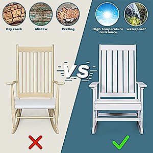 DOALBUN OKL Outdoor Rocking Chairs All-Weather Oversized Plastic Rocker Chair with Curved Seat for Garden, Lawn, Backyard,Indoors, Patio Porch Rocker,350lbs (White)